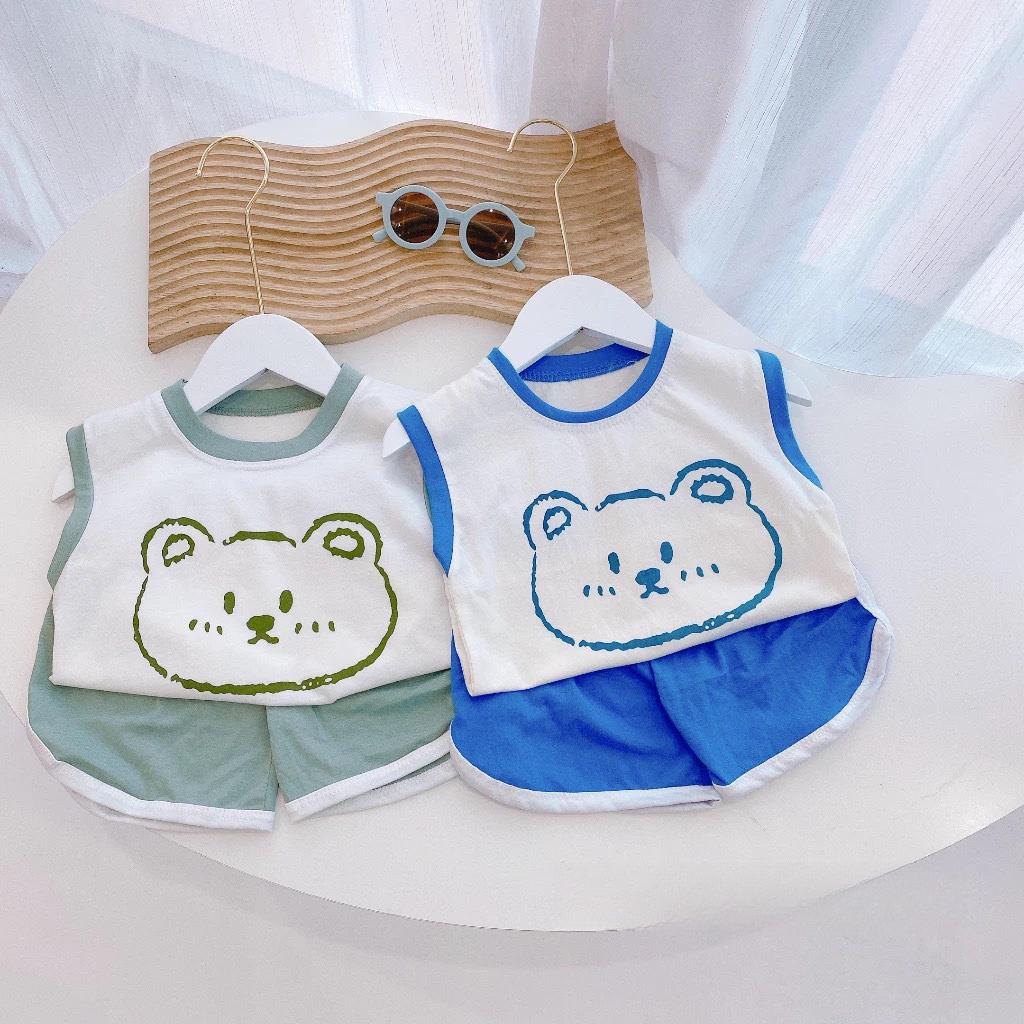 y447 – Sleeveless Cute Bear Carton Sets – Young Baby