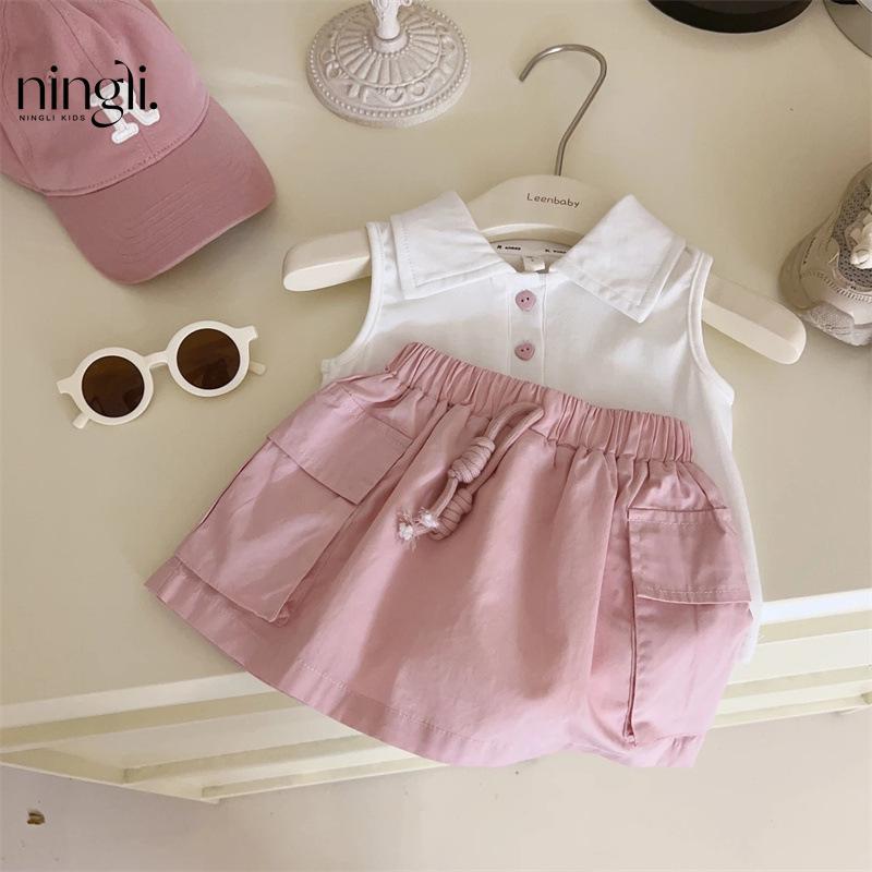 y729 – Collar Sleeveless Vest Skirt Two-Piece Set – Young Baby