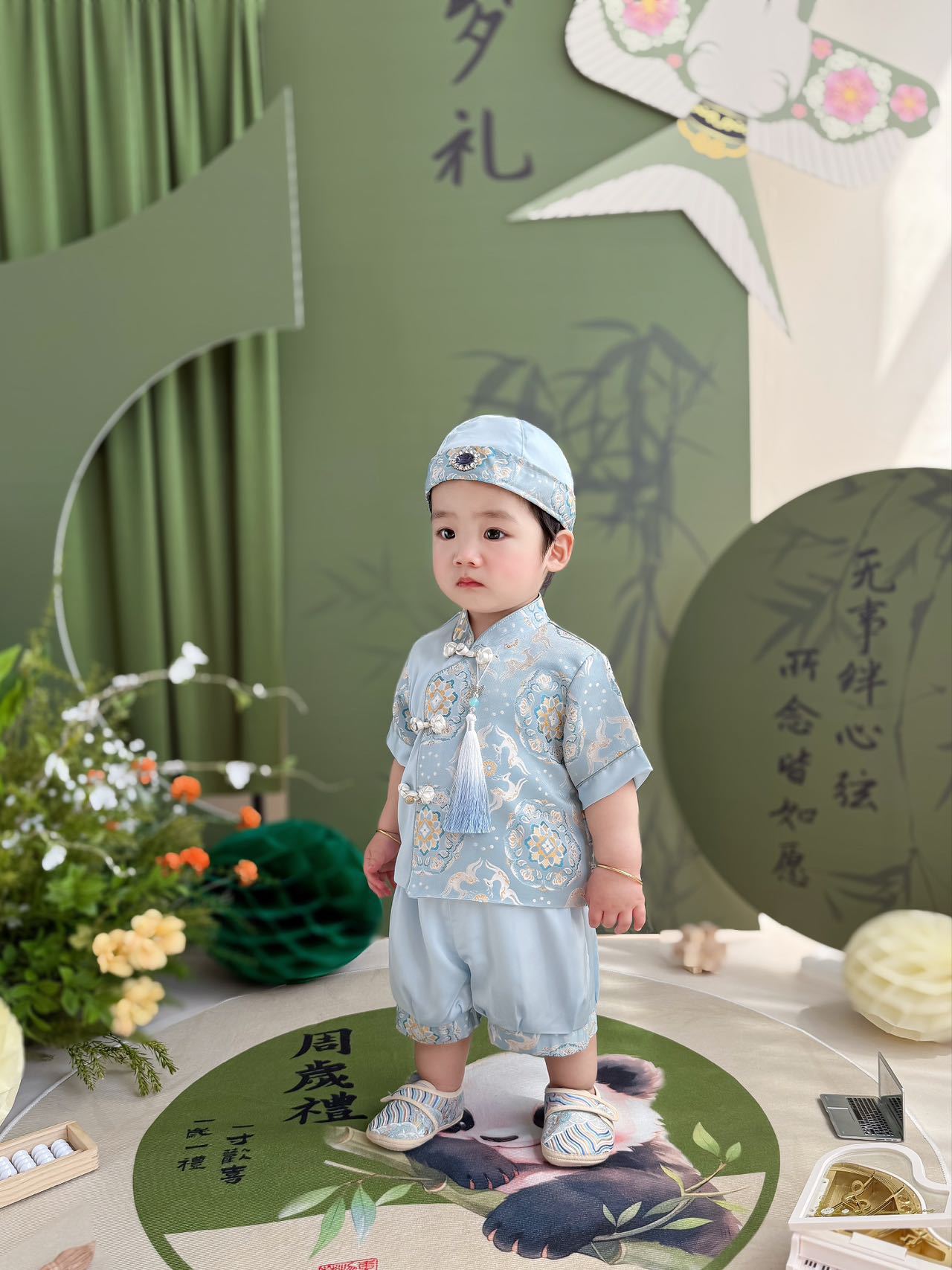 y1312 – CNY Blue Deer 3 in 1 Suit – Young Baby